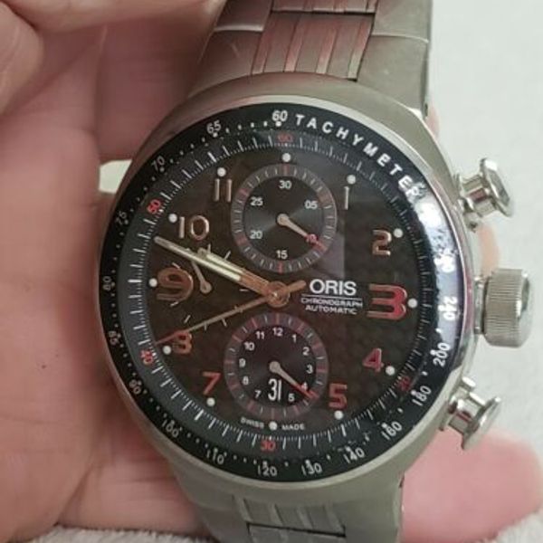 1 Genuine Oris TT3 Carbon Fiber Chronograph Titanium Carbon Dial ...
