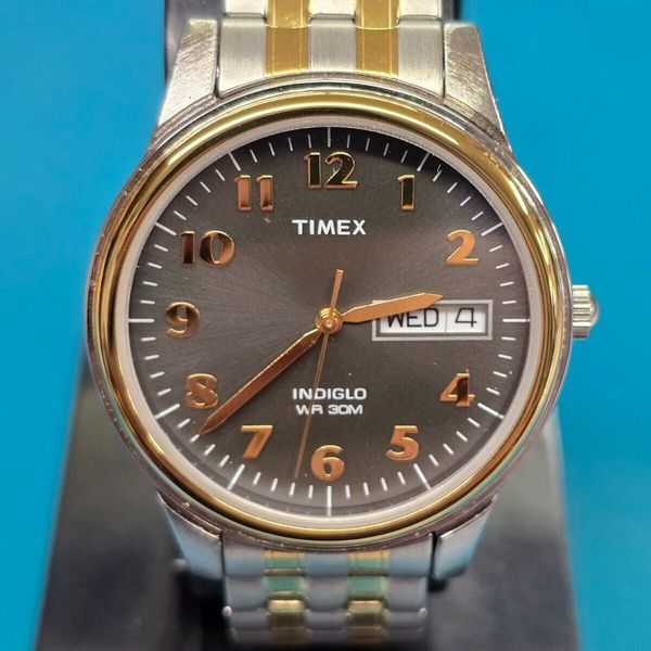 Working Timex Indiglo Two-Tone Expandion Men's Wristwatch T26481 / Bad ...
