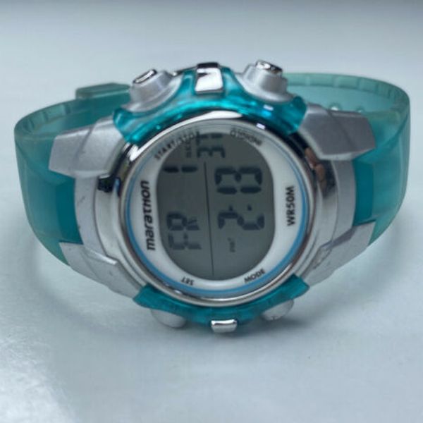 E Marathon Teal Blue Jelly Vtg T5K817 036 21 WR50M LCD Ladies Working ...