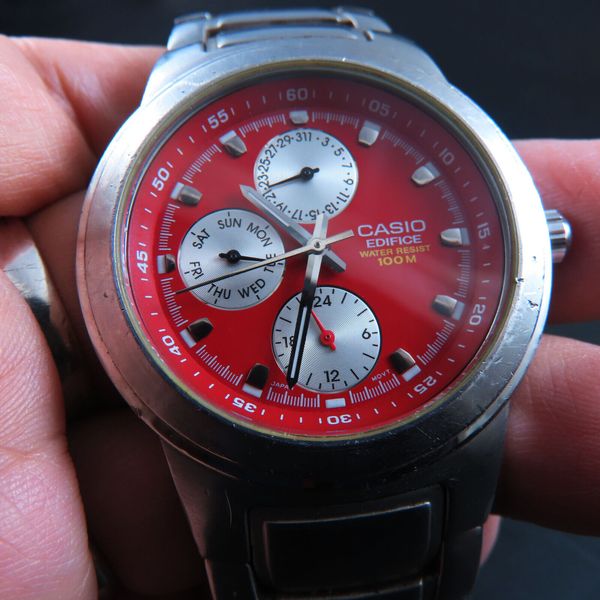 All Steel EF-308 Casio Edifice Daydate 24 Hours Quartz Men Watch ...