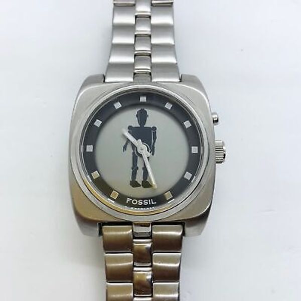 Fossil BIG TIC Animated Robot 2004 Men watch BG-1045 WR 50M new battery ...