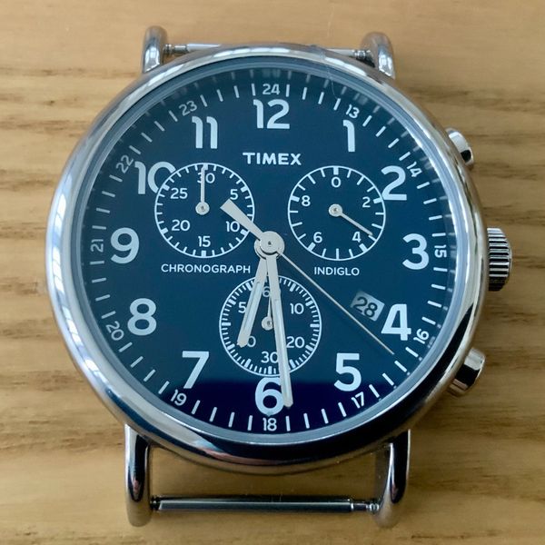 Timex Weekender Chronograph INDIGLO 40mm Watch Leather strap Excellent ...