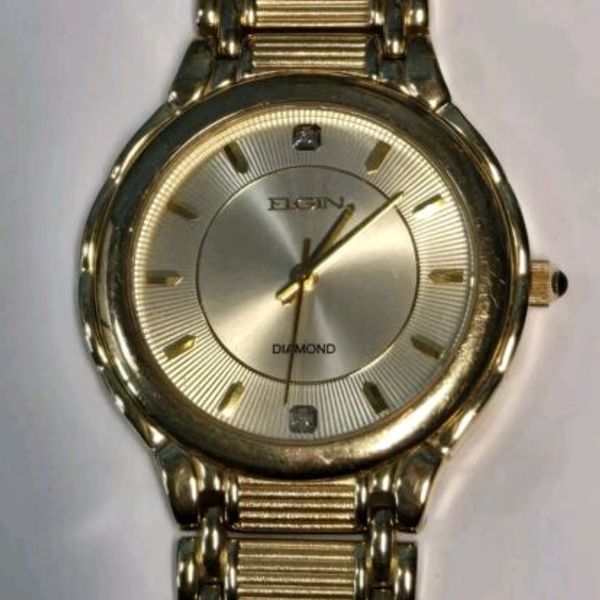 Vintage Elgin Diamond Men's Quartz Watch USED Working Model FG159N 017 ...