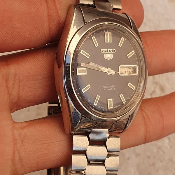 Vintage Seiko 5 Automatic 17 Jewels Stainless Steel Watch For Men's Blue Dial | WatchCharts ...