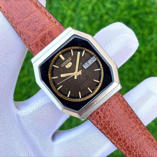 Vintage Seiko 5 Automatic Sunburst Dial Octagonal Case Japan Men Watch ...