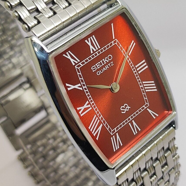 Vintage Seiko Quartz Super Slim Red Dial Men's Wrist Watch Good ...