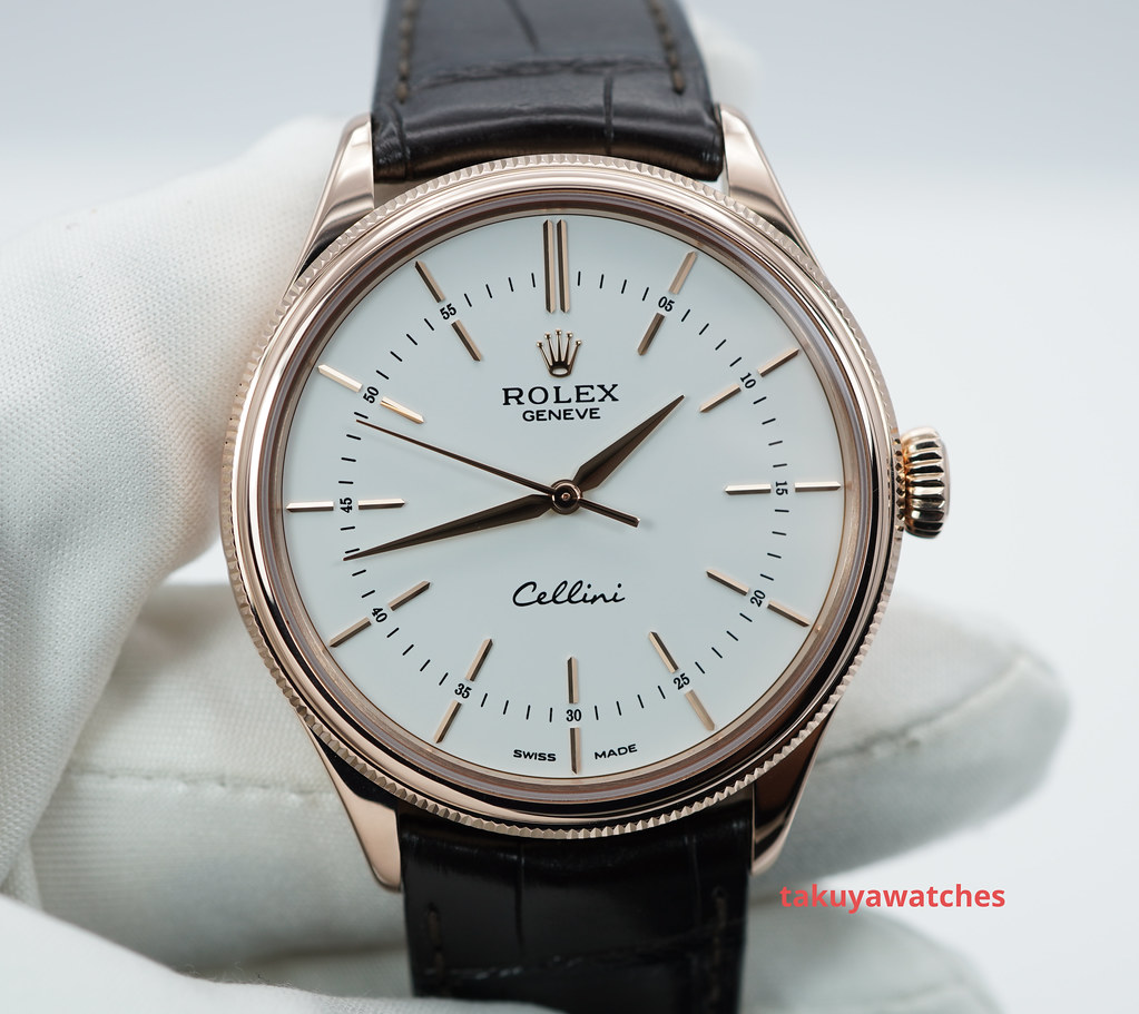 FSOT: Rolex 50505 CELLINI TIME 18K EVEROSE GOLD WHITE DIAL COMPLETE SET | WatchCharts Marketplace