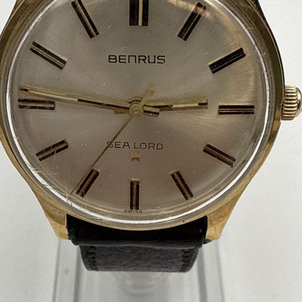 Vintage Benrus Sea Lord Menâ s Mechanical Watch 14k Gold Electroplate ...
