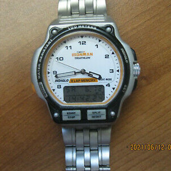 TIMEX IRONMAN MARATHON Analog /Digital 8 lap memory 1990' s Indiglo ...