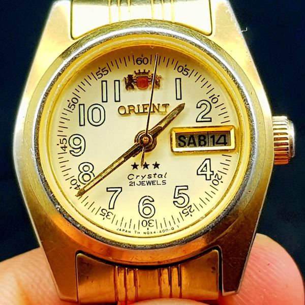 Vintage Of Orient Crystal 3 Star Day Date 21 Jewels Japan Made Waman ...