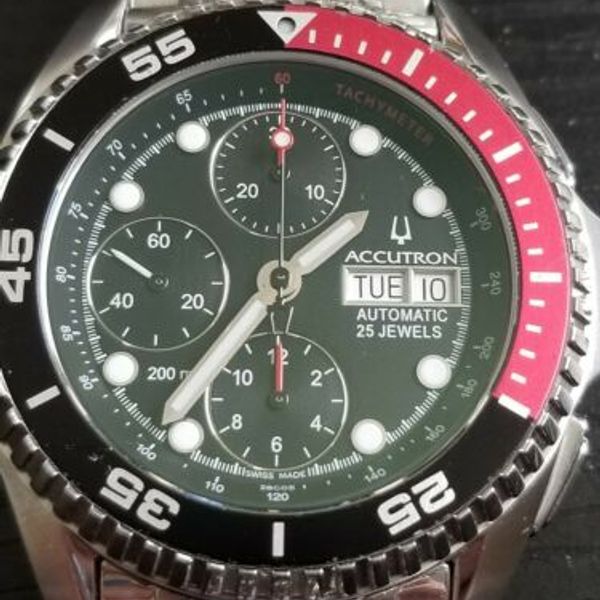 Bulova Accutron Coke Bezel Automatic 25J Valjoux 7750 VX200 SS Chrono ...