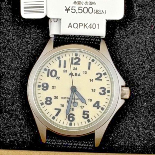 SEIKO ALBA AQPK401 Military Field Watch Quartz White Full-Lume dial ...