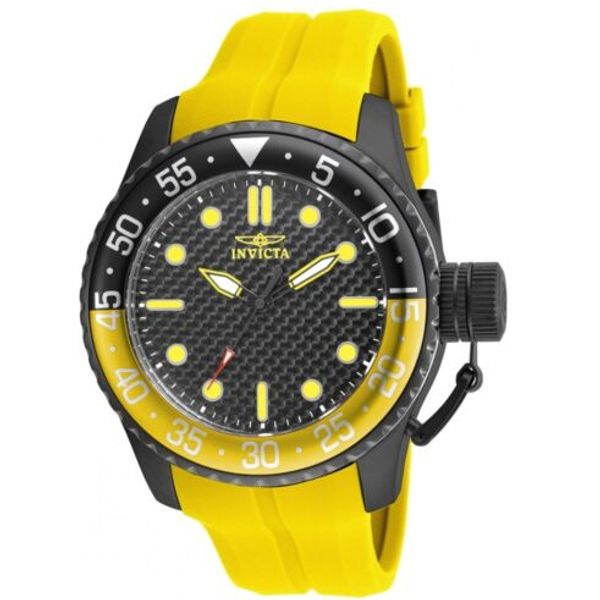 Invicta Pro Diver Men's 50mm Black Carbon Fiber Yellow Quartz watch ...