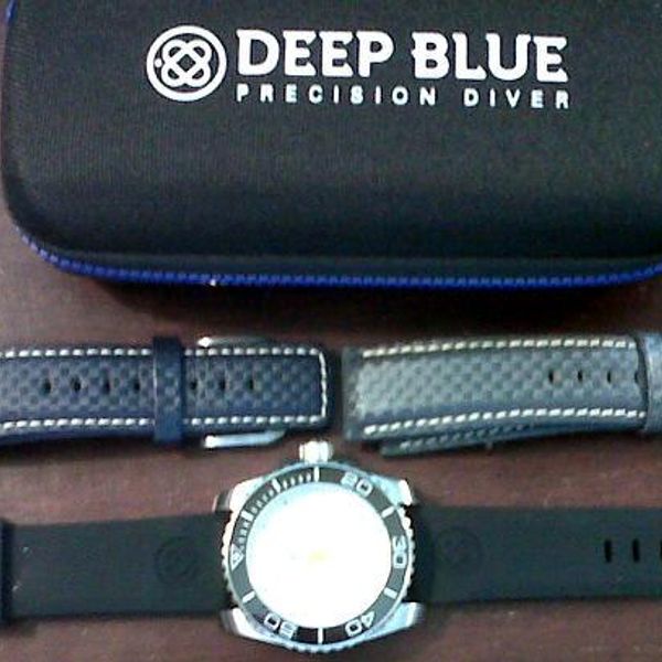 SOLD: NEW DEEP BLUE SEA RAM 500 WITH WHITE MOP Dial PLUS extra straps ...