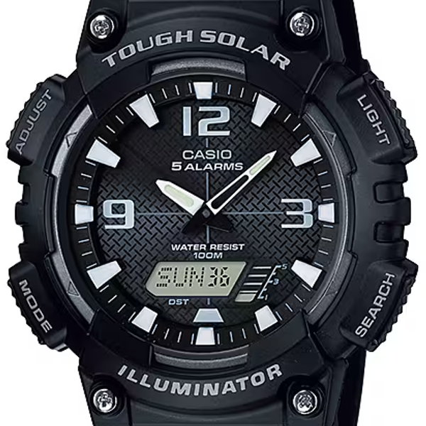 Casio SOLAR POWERED Analogue Digital Tough Solar Black Men’s Watch AQ ...