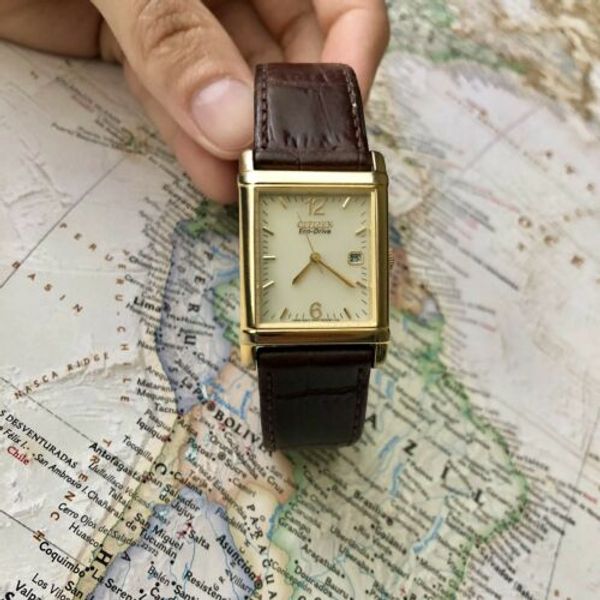 Vintage Citizen Eco-Drive Mens Tank Watch E010-S001579 HSB Genuine ...