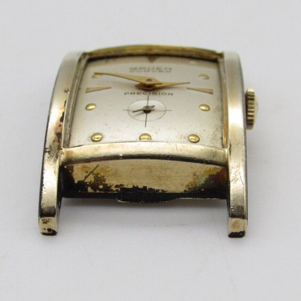 1950's Gruen Precision 370 Curvex running needs crystal & strap 10k ...
