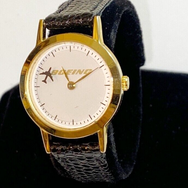Ladies Boeing Rotating Airplane Airlines Gold Tone Quartz Watch , New ...