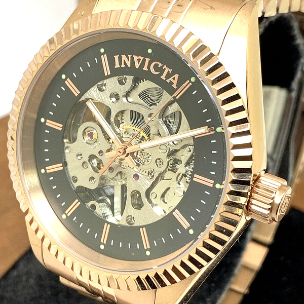 Invicta Men's Watch Specialty 36444 Hand Wind Black Dial Rose Gold ...