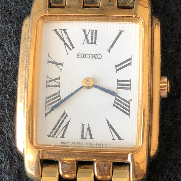 Seiko V700-5J10 Women's Quartz Watch Gold Roman Numeral Dial New Battery | WatchCharts Marketplace