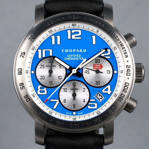 FS: 2007 Chopard Titanium Mille Miglia Chronograph Ref: 8915 Blue Dial ...