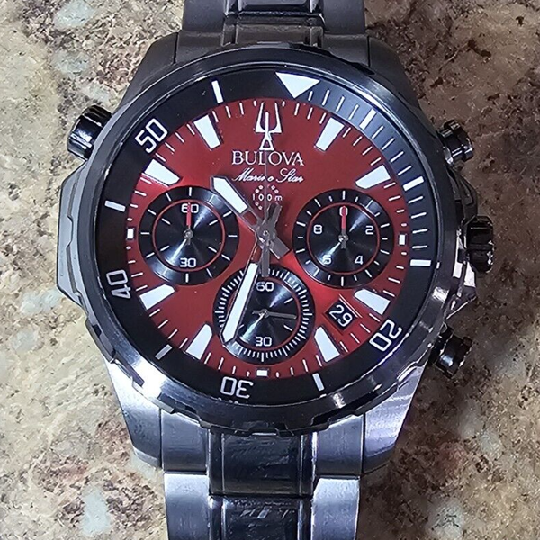Bulova 98B350 Red Dial Men's Marine Star Chronograph Men's Watch ...