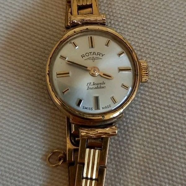 VINTAGE ROTARY 17 JEWELS INCABLOC SWISS MADE WOMENS GOLD PLATED LADIES ...