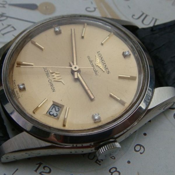 Longines gold & diamond dial cal 431 vintage mens watch re-cased ...