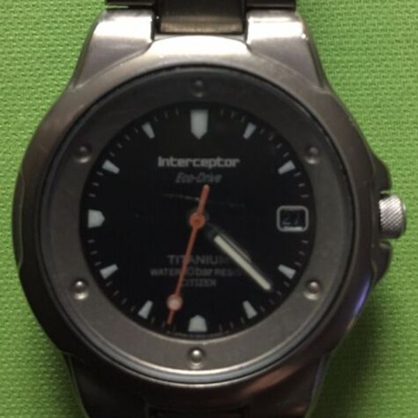 Vintage Citizen Interceptor Eco-Drive H179 Titanium 7870-L15235 Watch ...