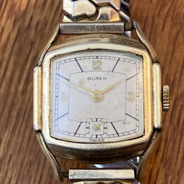 Vintage Buren Grand Prix Swiss Mens Watch 17 Jewels 10kRGP Case working ...
