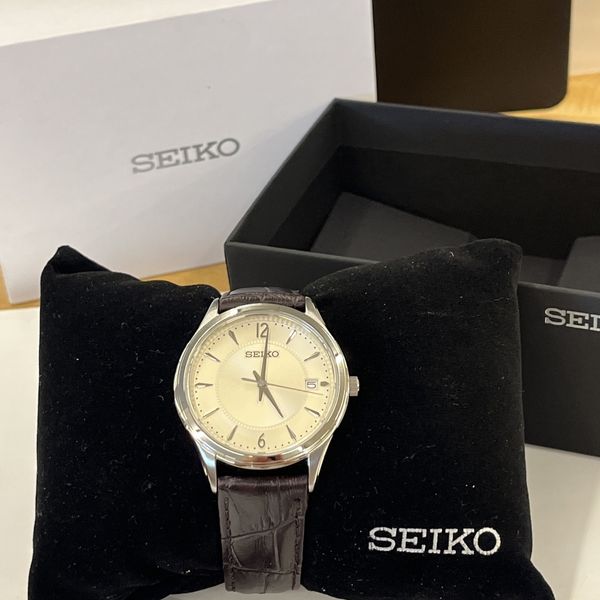 SEIKO Quartz ESSENTIALS Brown Leather 39.4 mm Men's Watch - SUR421 MSRP ...