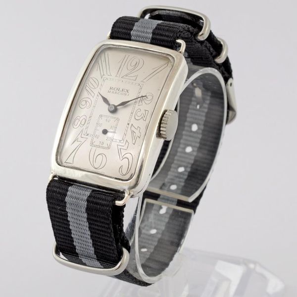 RARE! 1920's AUTHENTIC ROLEX MARCONI ART DECO RECTANGLE MANUAL WIND ...