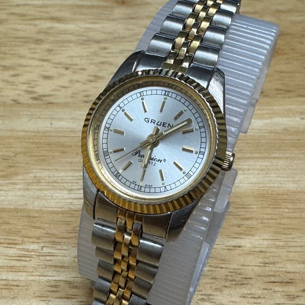 VTG Gruen Precision Quartz Watch Women Dual Tone Fluted Bezel New ...