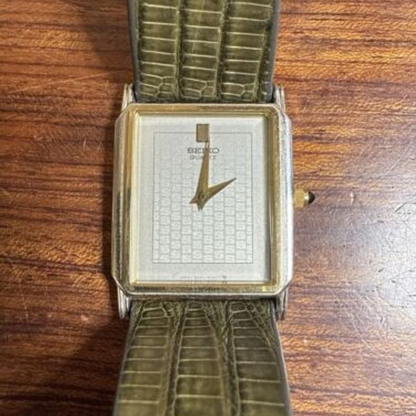 1980's SEIKO TANK 9020-5029 2-tone Men's Watch - Green Leather - new ...