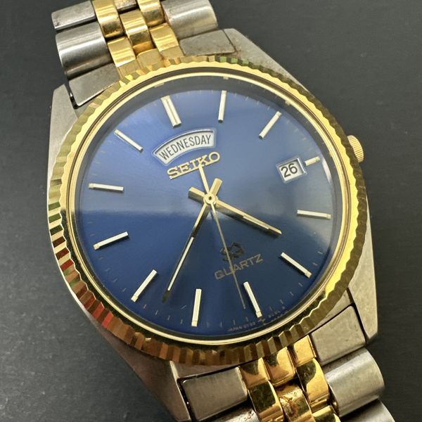 Seiko SQ President Watch Men 36mm Blue Dial Two Tone Day Date NEW BATTERY 7 1/2â | WatchCharts ...