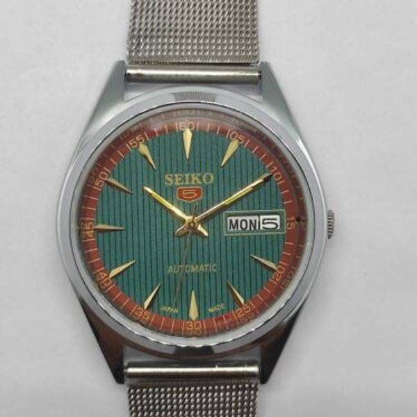 Seiko 5 Automatic Japan Vintage Japan Green Men's Wrist Watch St. Steel ...