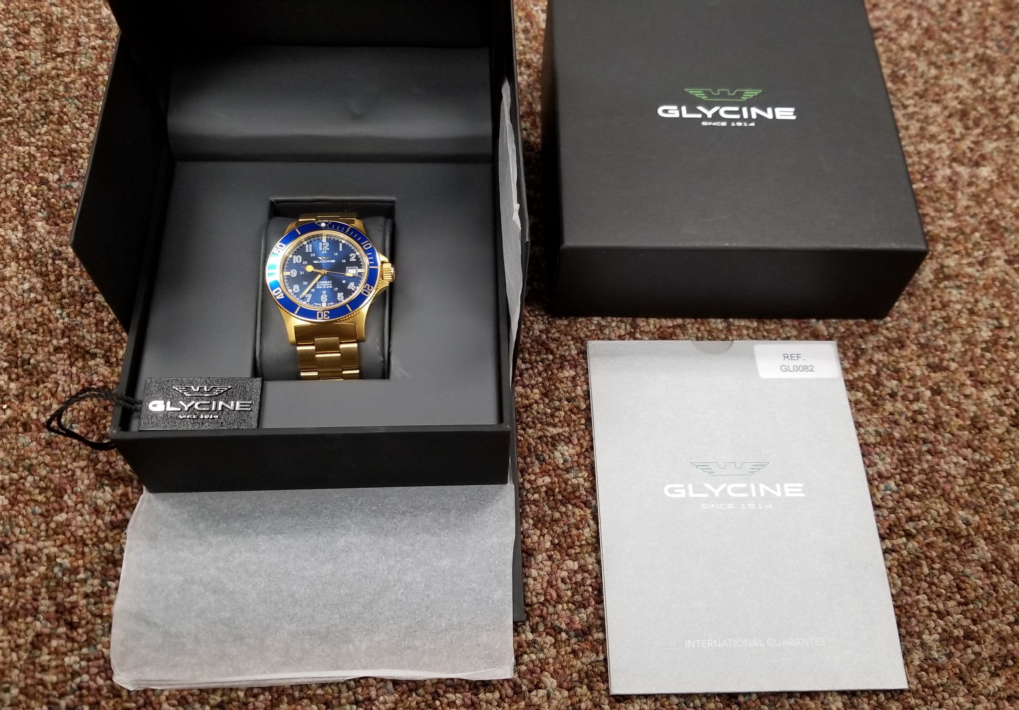 FS - Glycine Combat Sub Gold with Blue dial Excellent Condition ...