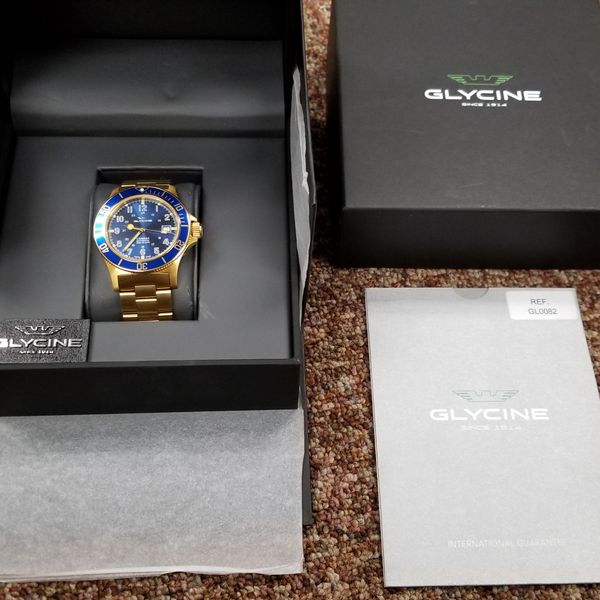 FS - Glycine Combat Sub Gold with Blue dial Excellent Condition ...