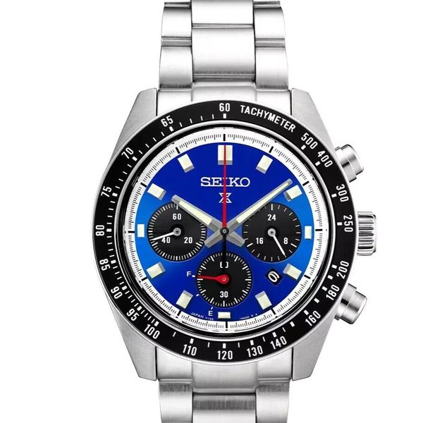 Seiko SSC931 SpeedTimer Watch Light Blue Dial Solar Chronograph 100 ...