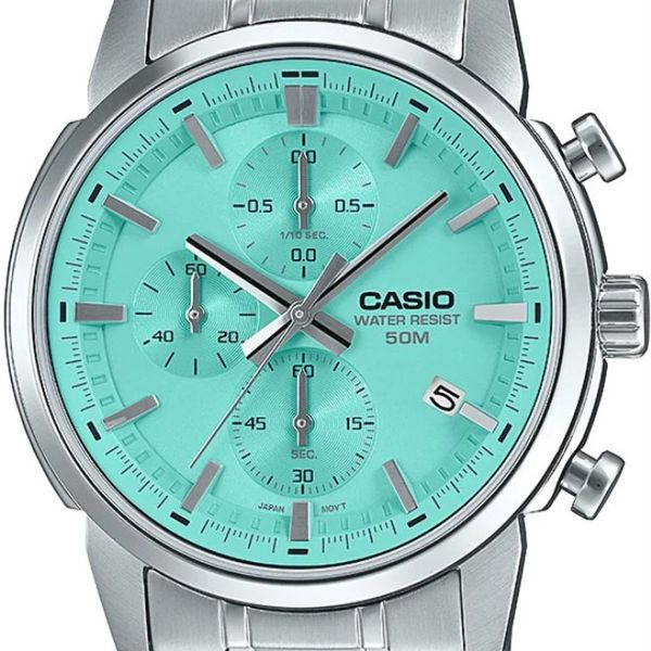 Casio MTP-E510D-2AVDF Men's Quartz Chronograph Watch - Turquoise Dial ...