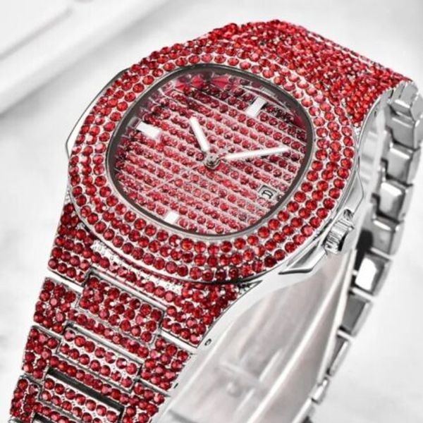 Red Crystal Watch Quartz Bling Iced Out Luxury Sport | WatchCharts