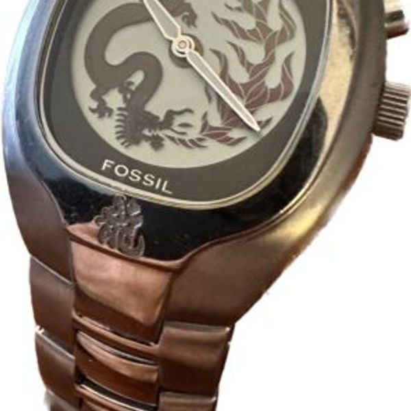 Fossil Big Tic Animated Dragon WATCH Stainless Steel 50M Jr-8097 NEW BATTERIES | WatchCharts ...