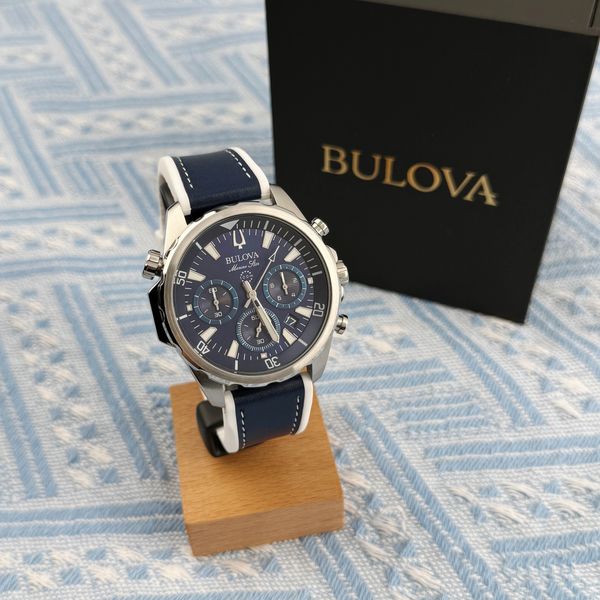 New Bulova Marine Star Blue Dial Chronograph Quartz Men's Watch 96B287 ...