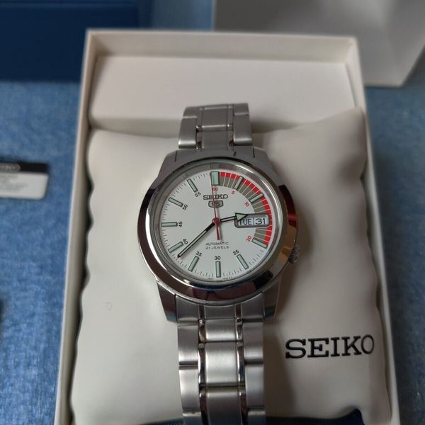 Seiko Men's SNKK25 Seiko 5 7S26 White Dial Stainless Steel Automatic ...