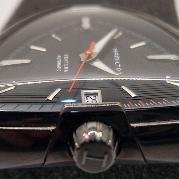 Hamilton Ventura Elvis 80 Automatic Black Dial Rubber Strap Men's Watch ...