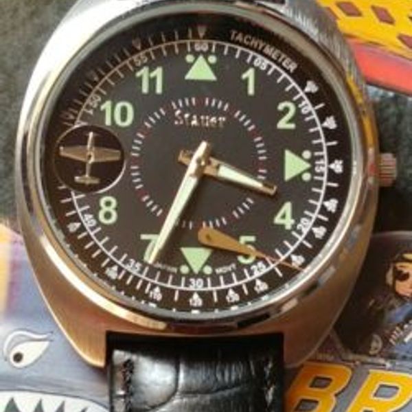 Stauer Pilot Aviator Men's Watch Military Style TACHYMETER 24858 PARTS ...