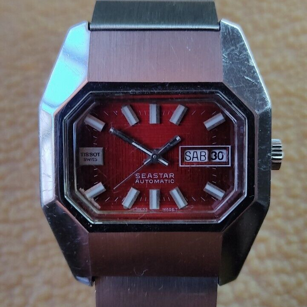 Tissot Seastar Automatic 315328 Women's Watch Red Wine Dial Day Date ...