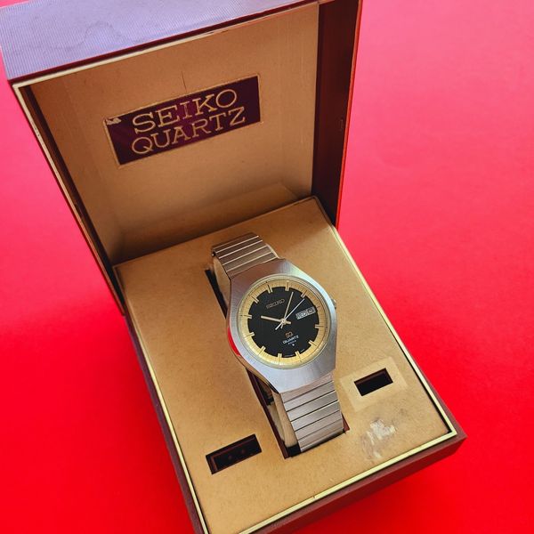 Seiko 1984 SQ 4004 Quartz Watch Black Metallic Dial With Box Bracelet ...