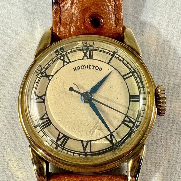 Vintage 1940's Hamilton Watch Round Manual Gold Filled Roman Numerals ...