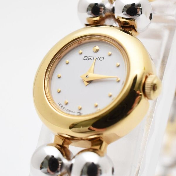 [MINT] Seiko 1E20-0290 Vintage Gold Round Shape Quartz Watch Women From ...